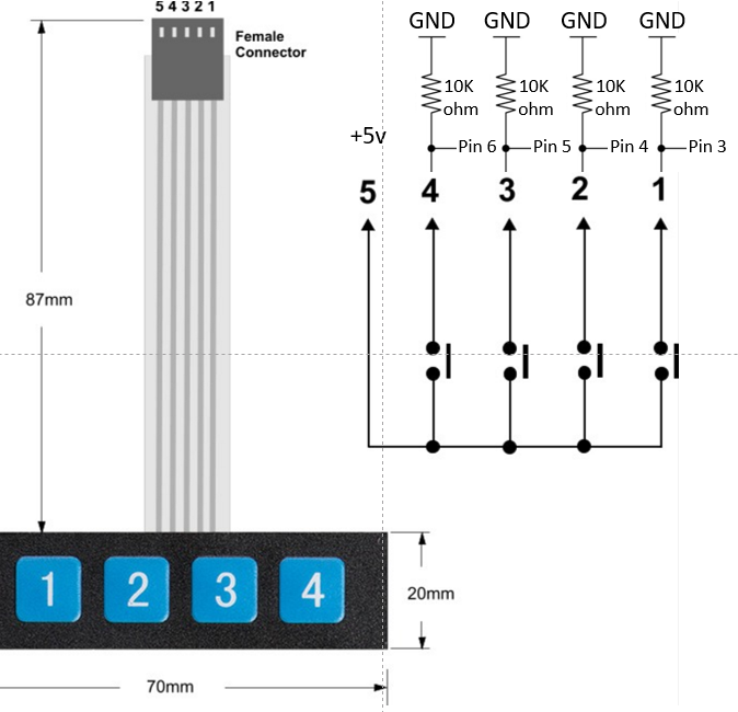Arduino 1x4 Keypad Membrane Trybotics