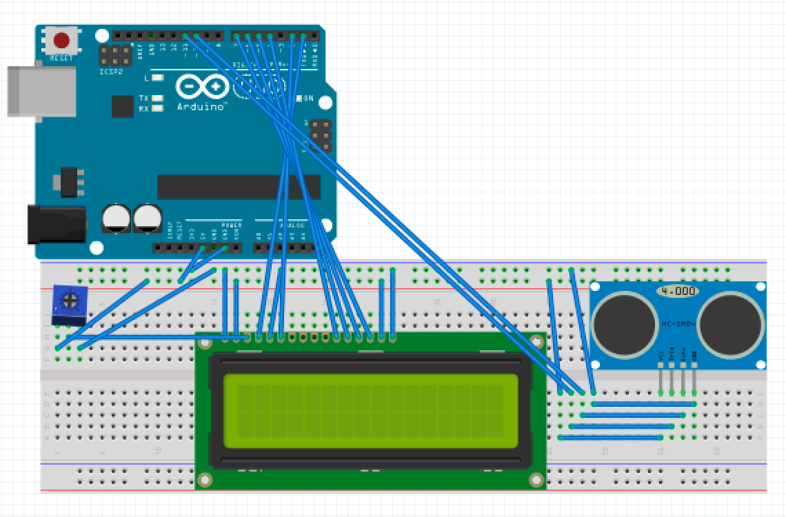 How To Make An Ultrasonic Range Finder Using An Lcd And Arduino Trybotics 