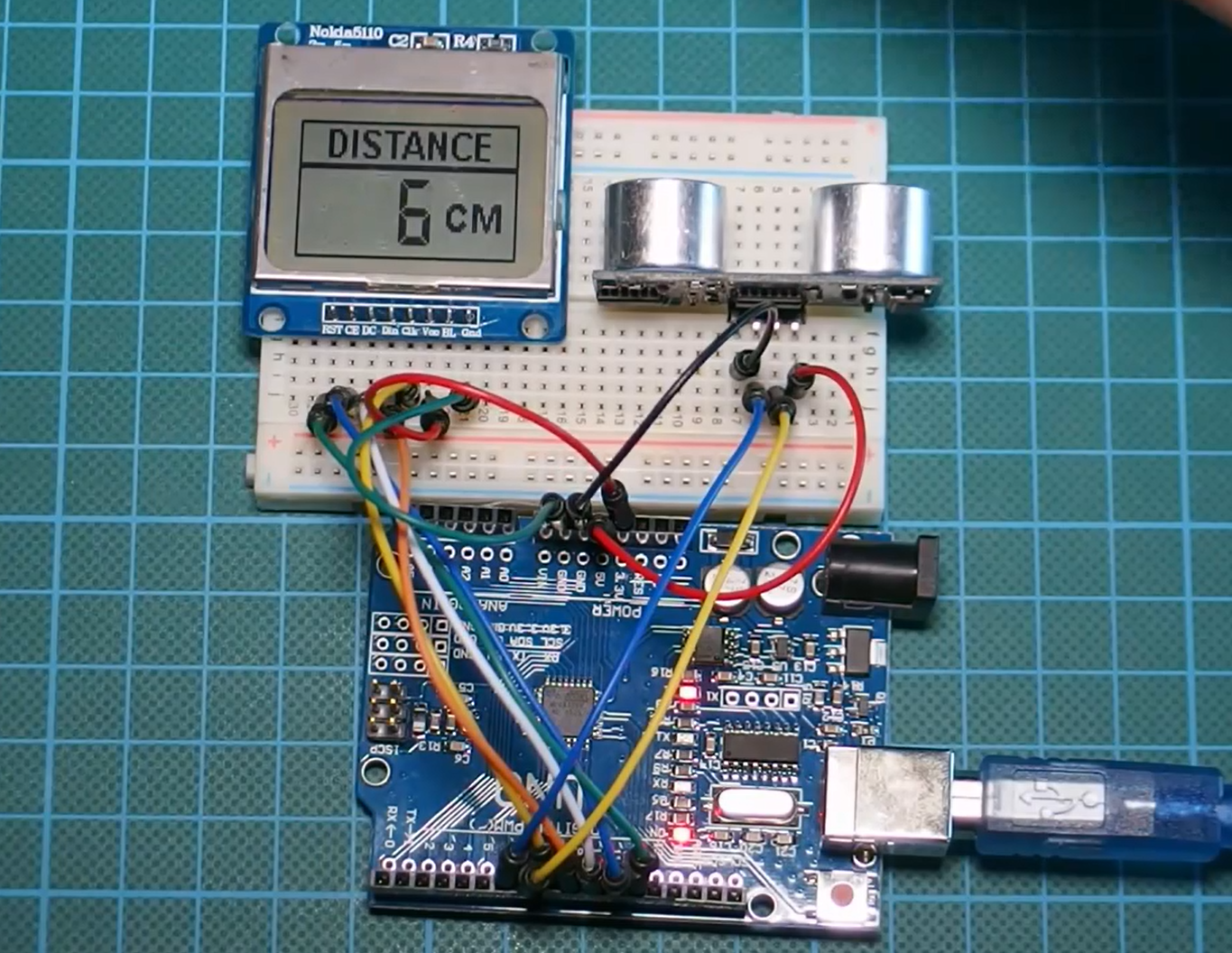 DIY Distance Meter With Arduino and a Nokia 5110 Display | Trybotics