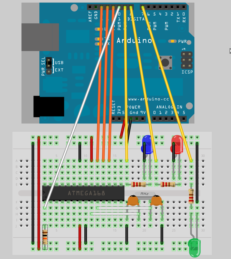 How to Program a AVR (arduino) With Another Arduino | Trybotics