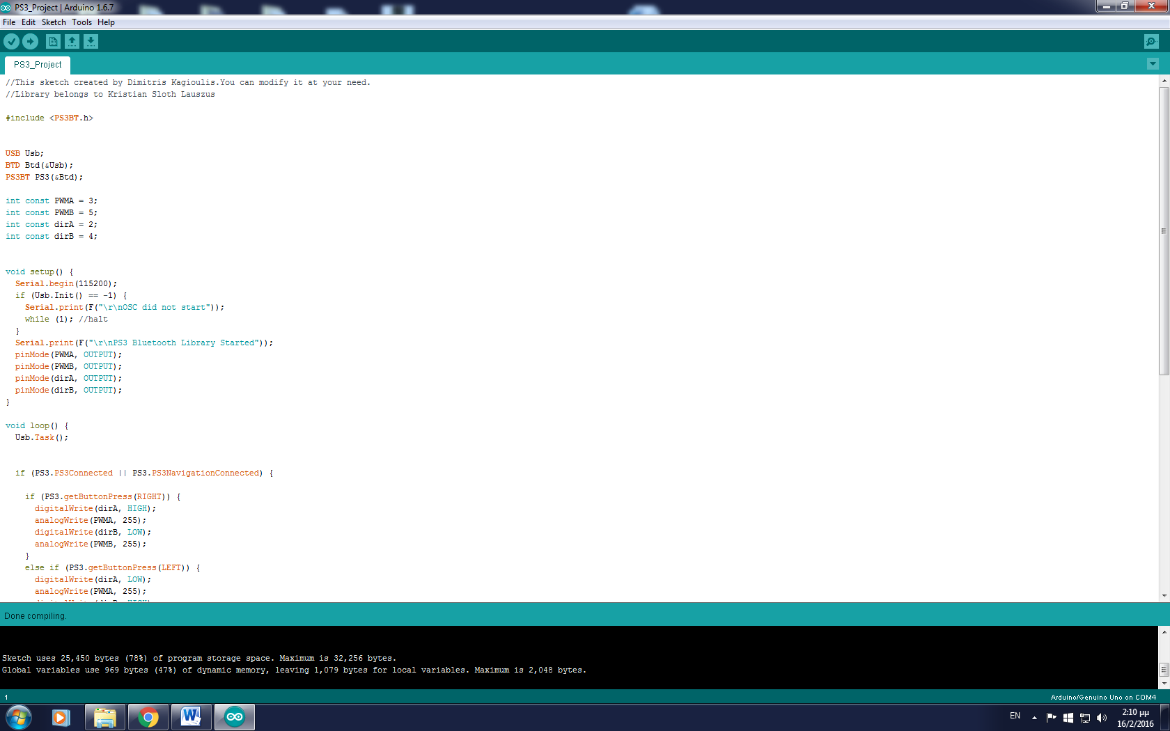 Simple Ps3 Arduino Project Trybotics 3087