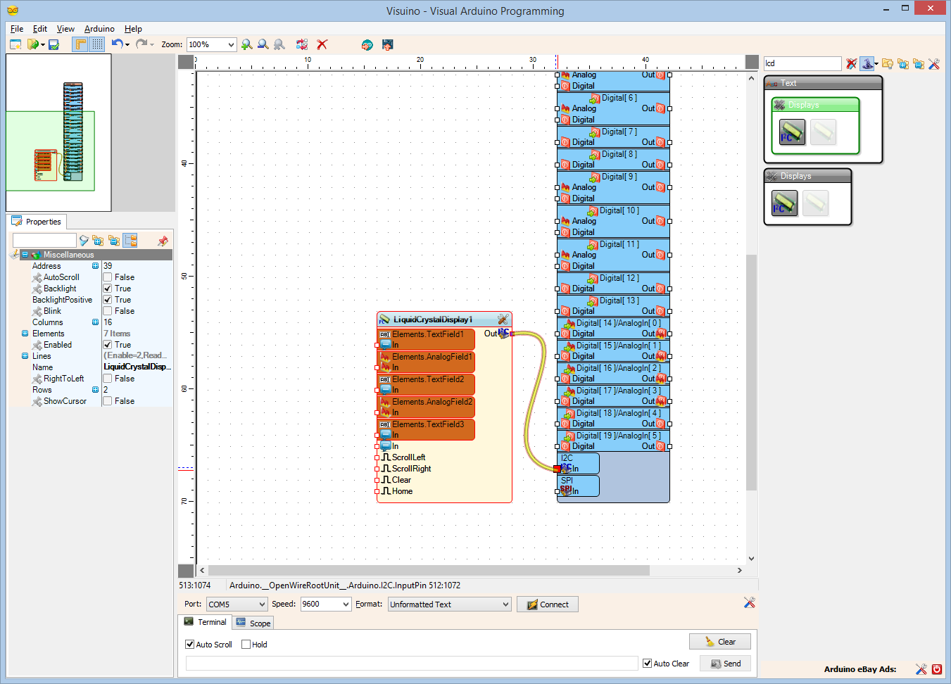Arduino Nano Dht11 Temperature And Humidity I2c 2 X 16 Lcd Display With Visuino Trybotics