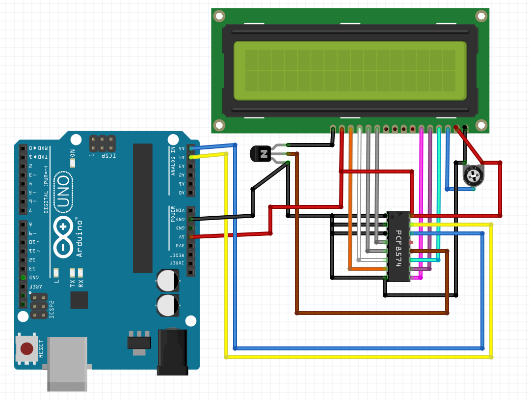 Lcd Display I2c Adapter For Arduino With Pcf8574a Trybotics 1225