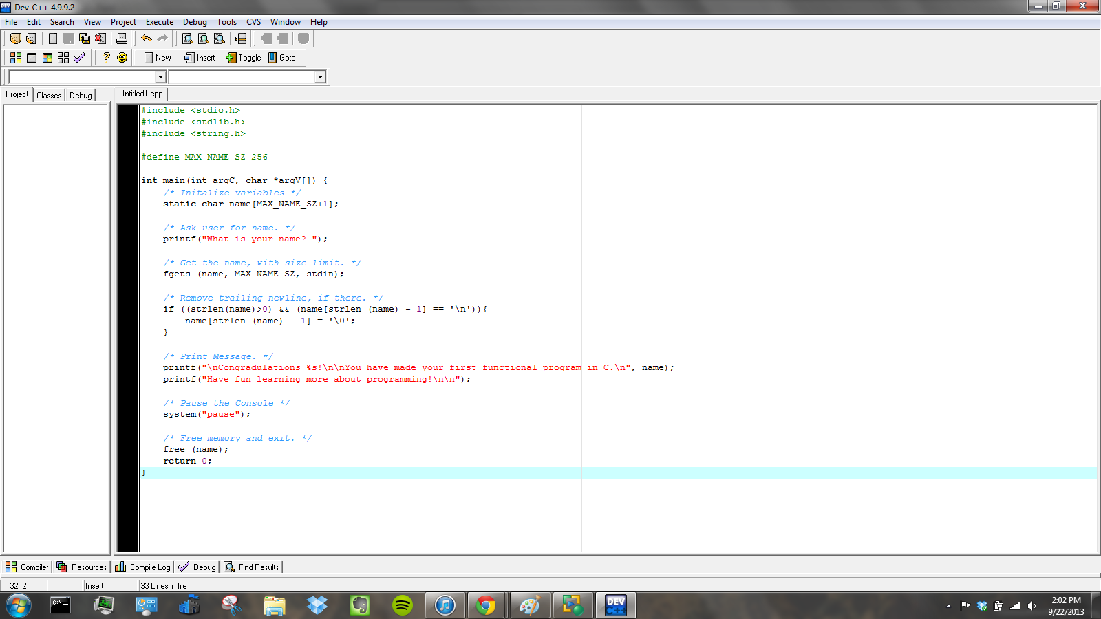 Your First Program in C | Trybotics