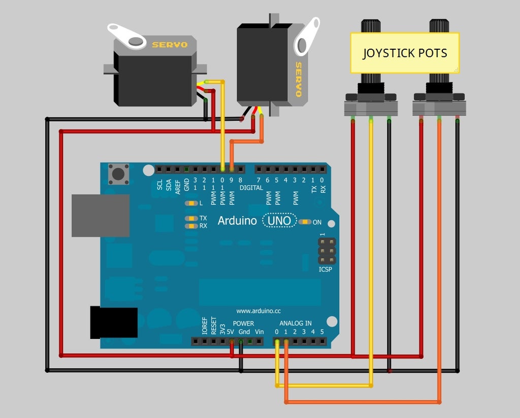 Arduino Servo Dual Mode Control Pan Tilt With Joystick Instructables
