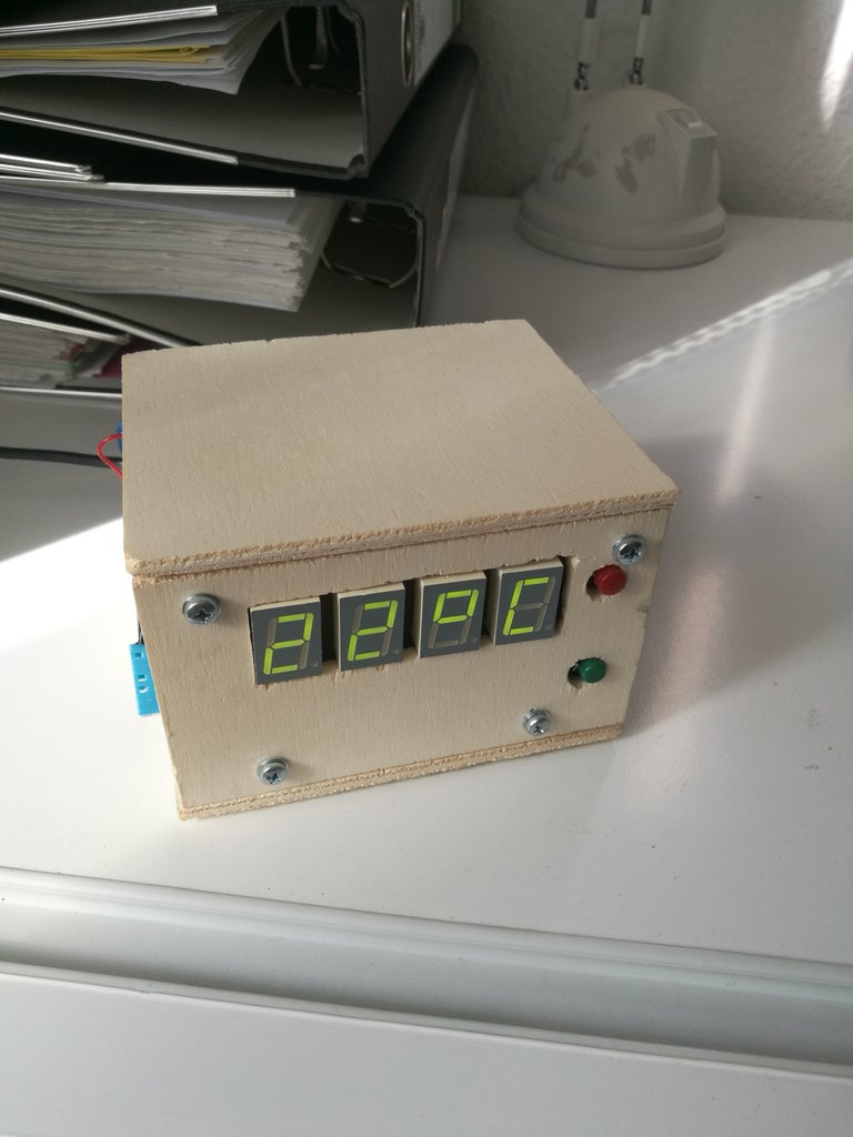 4 Digit 7 Segment Led Clock With Manual Adjust And Alarm Thermometer