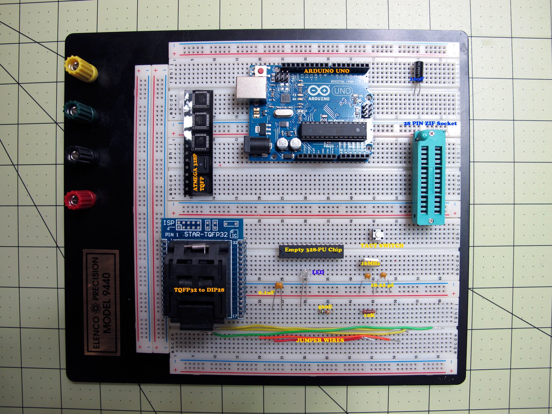 Burn Arduino Bootloader On Atmega 328 Tqfp And Dip Chips On Breadboard 6 Steps With Pictures