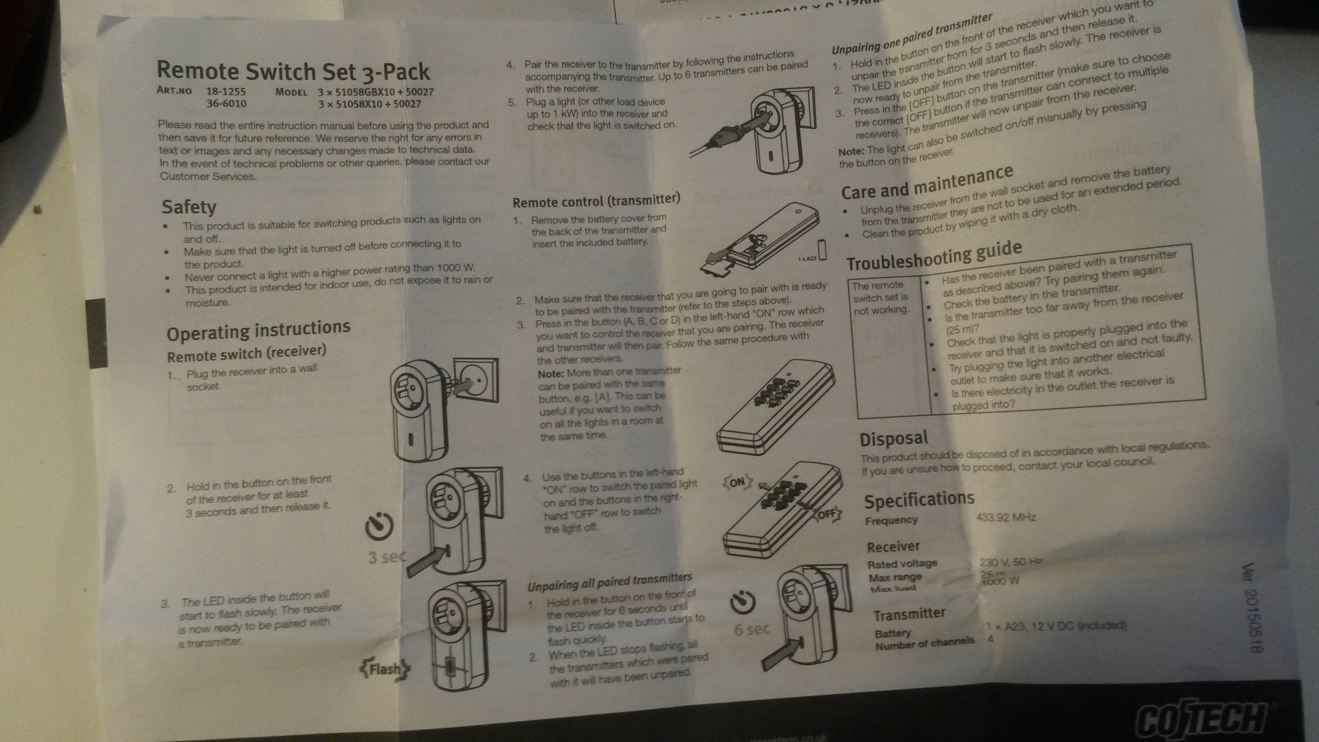 Control CoTech Remote Switch With Arduino (433Mhz) | Trybotics