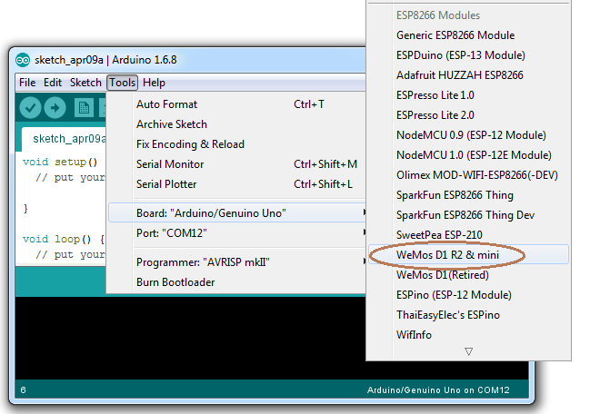 Programming the ESP8266 WeMos-D1R2 Using Arduino Software/IDE | Trybotics Programming the ESP8266 WeMos-D1R2 Using Arduino Software/IDE | Trybotics