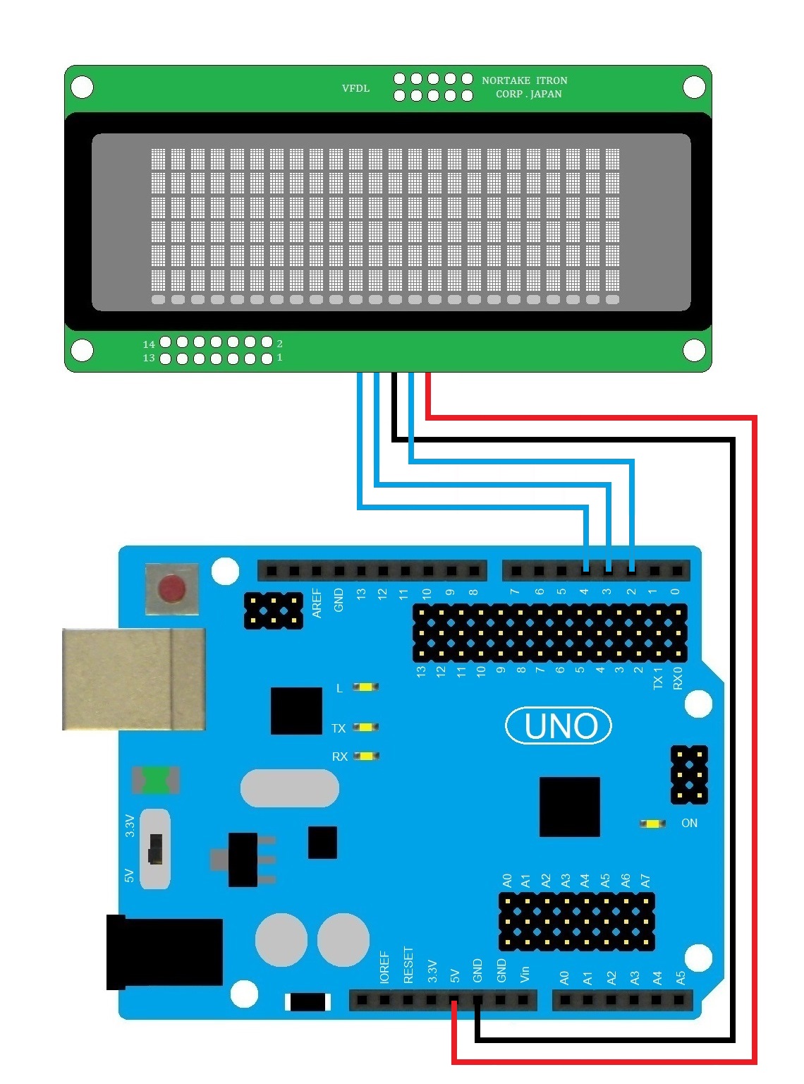 Arduino and the Noritake 24x6 VFD Module (Vacuum Fluorescent Display) | Trybotics